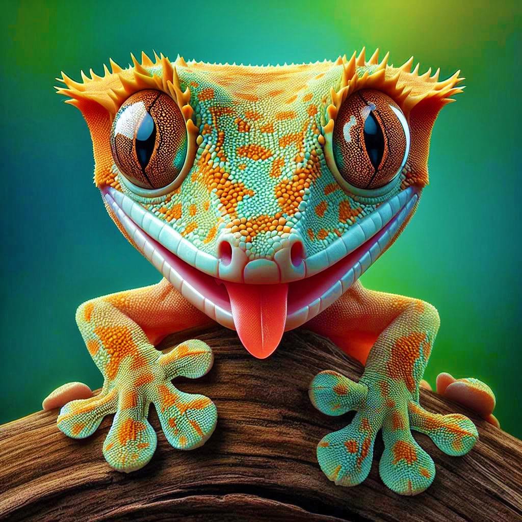 Solve Albert the colorful Crested Gecko, being his silly self.. jigsaw ...