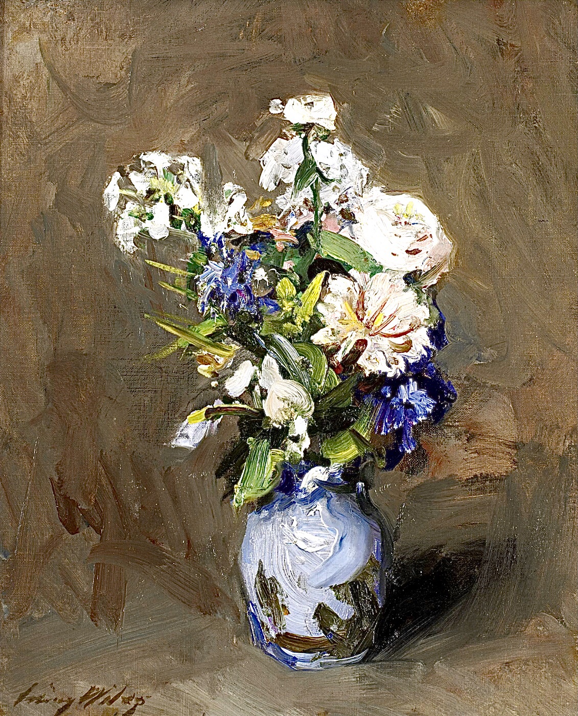 Solve Bouquet in a Blue Vase, no date, Irving Ramsay Wiles (1861-1948 ...