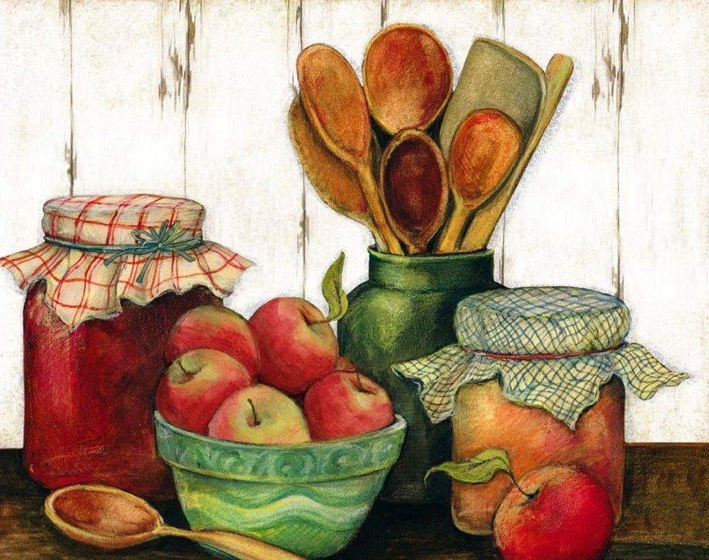 Solve Kitchen Artwork by Susan Winget jigsaw puzzle online with 63 pieces