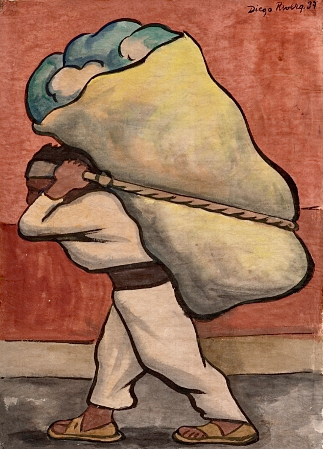 Solve Man Carrying Sack, 1937, Diego Rivera (1886-1957) jigsaw puzzle ...