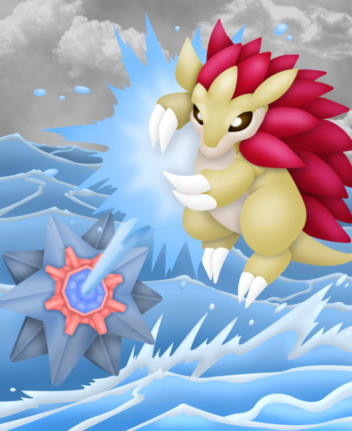 Jigsaw Puzzle | Shiny Pokemon: Starmie and Sandslash | 550 pieces | Jigidi