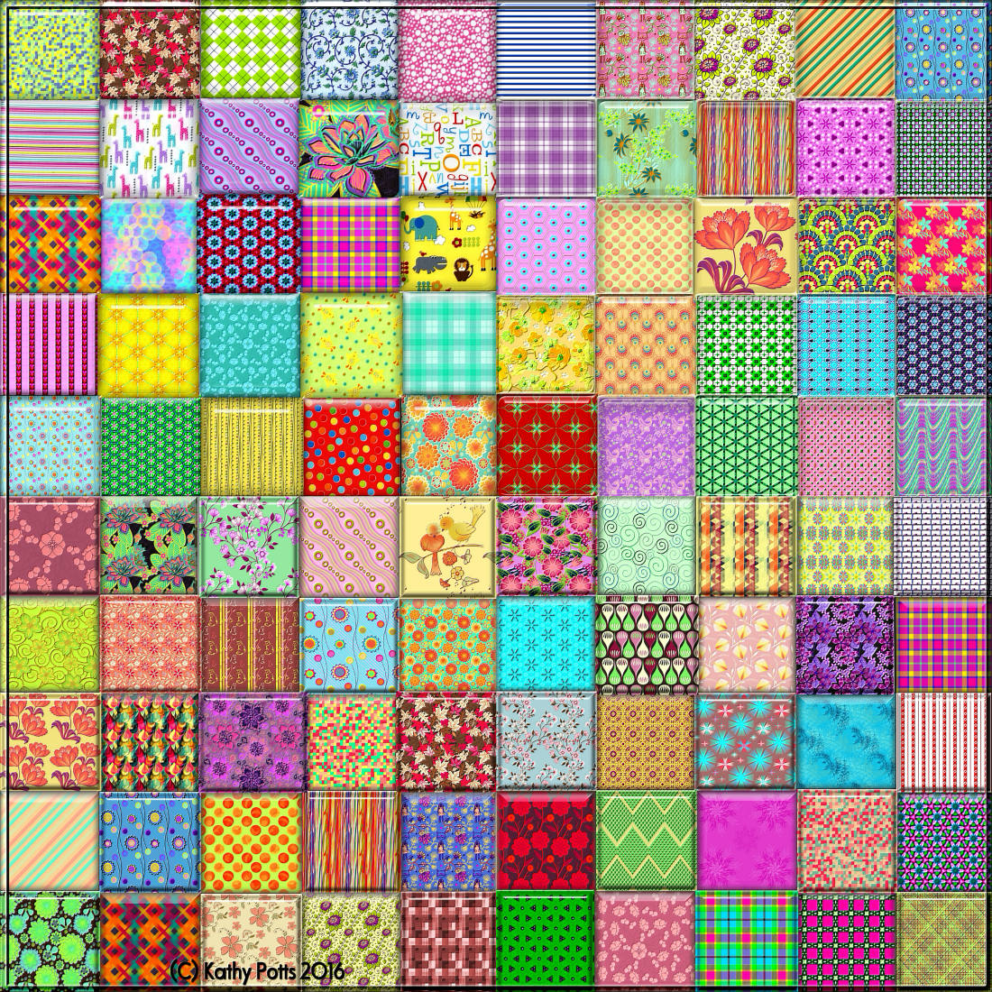 Solve 100 Different Square Tiles jigsaw puzzle online with 121 pieces