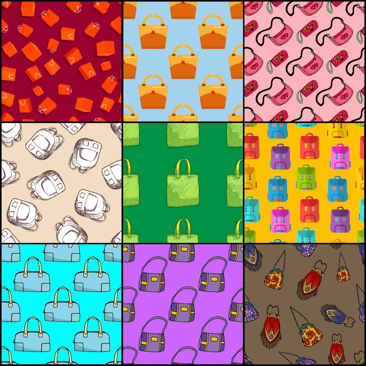 Solve Bag patterns 4 jigsaw puzzle online with 144 pieces