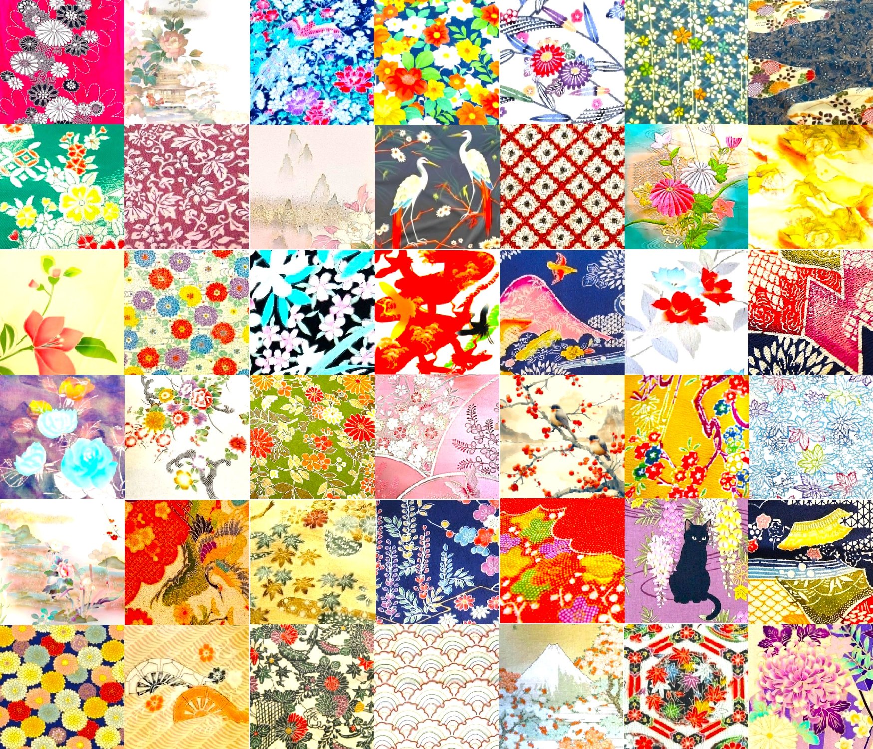 Solve PATCHWORK KIMONO SILK 11 jigsaw puzzle online with 72 pieces