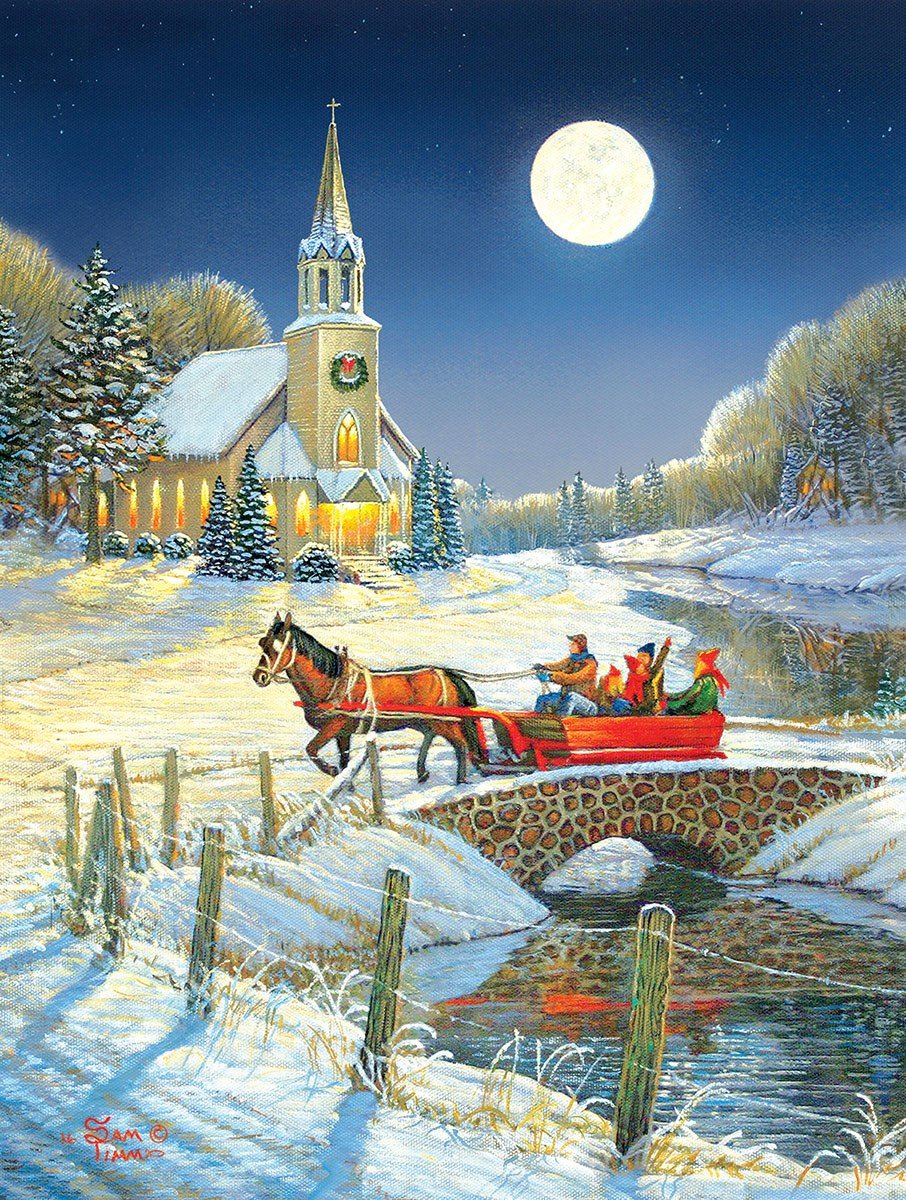 Solve Evening Sleigh by Sam Timm jigsaw puzzle online with 63 pieces