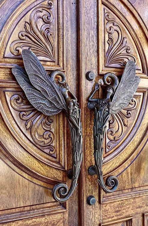 Solve Art Nouveau dragonfly door handles jigsaw puzzle online with 54 ...