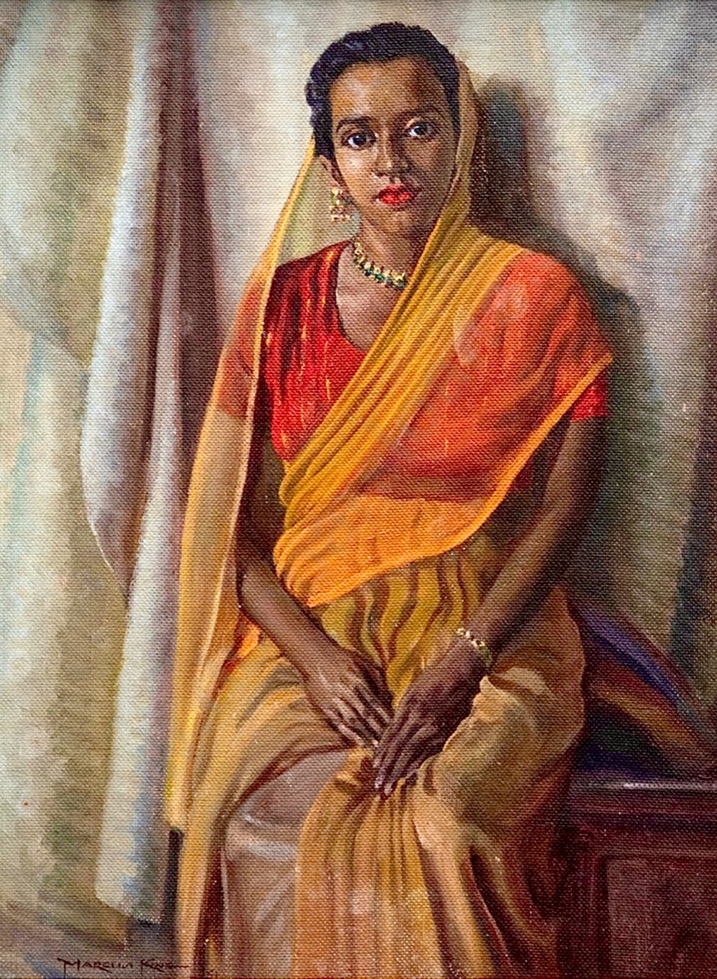 Solve Portrait of Shanta Sundrum, 1959, Marcus King (1891-1984) jigsaw ...