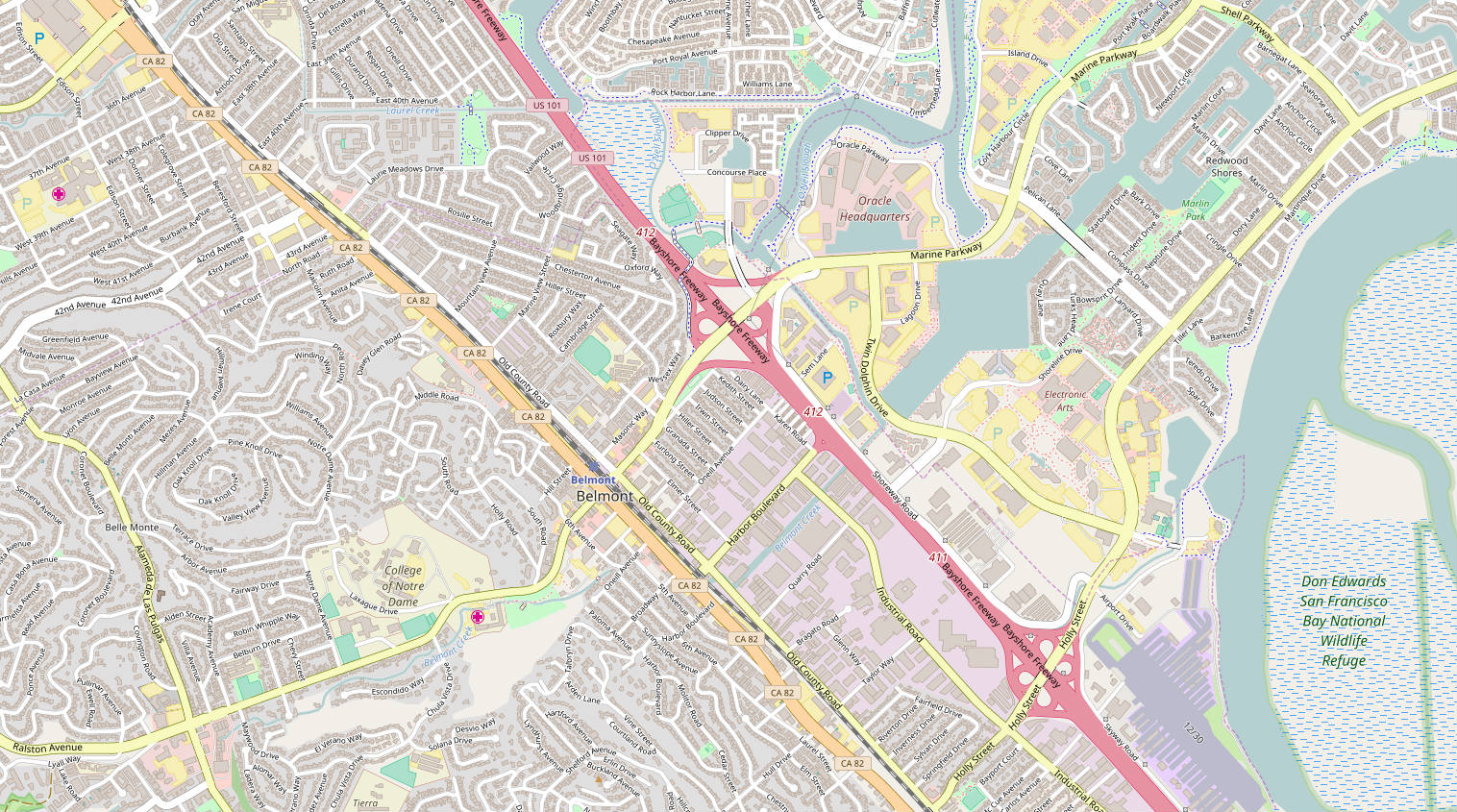 Solve Map of Belmont, California, USA jigsaw puzzle online with 264 pieces