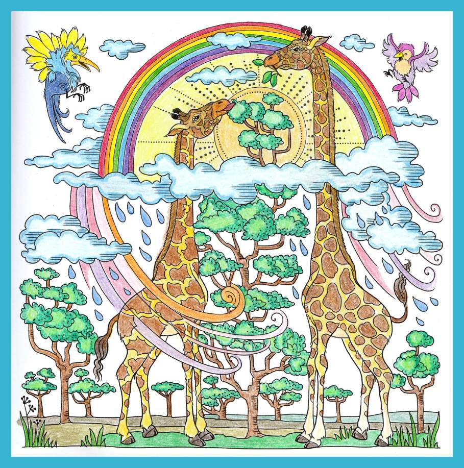 Solve Self-colored drawings. Zelf ingekleurde tekeningen. jigsaw puzzle online with 16 pieces