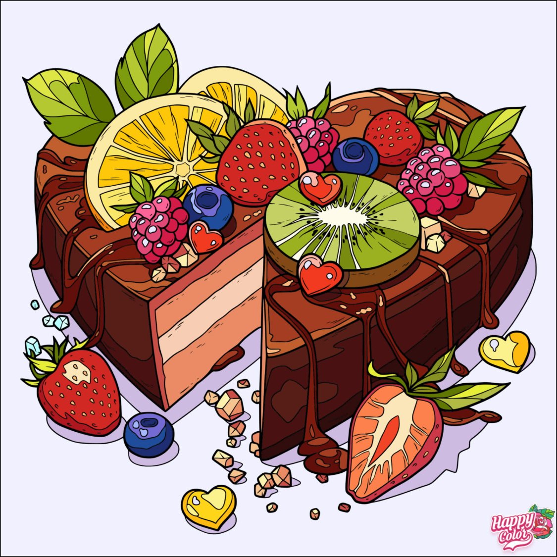 Solve Chocolate Fruit Heart Cake jigsaw puzzle online with 25 pieces