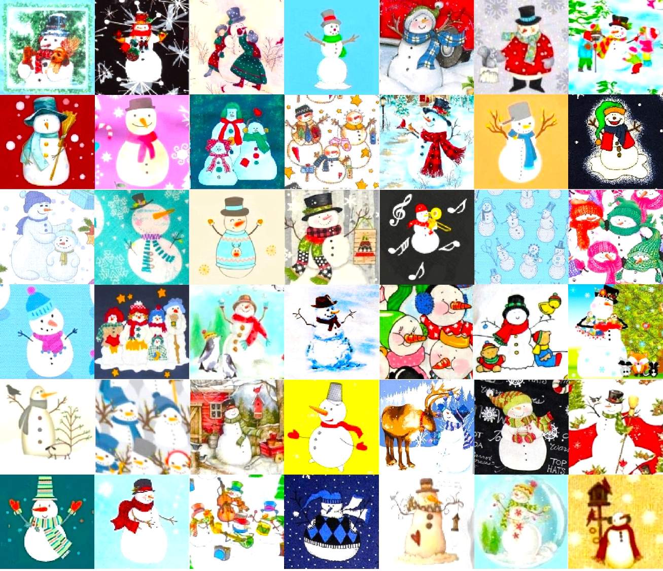 Solve PATCHWORK SNOWMEN jigsaw puzzle online with 72 pieces