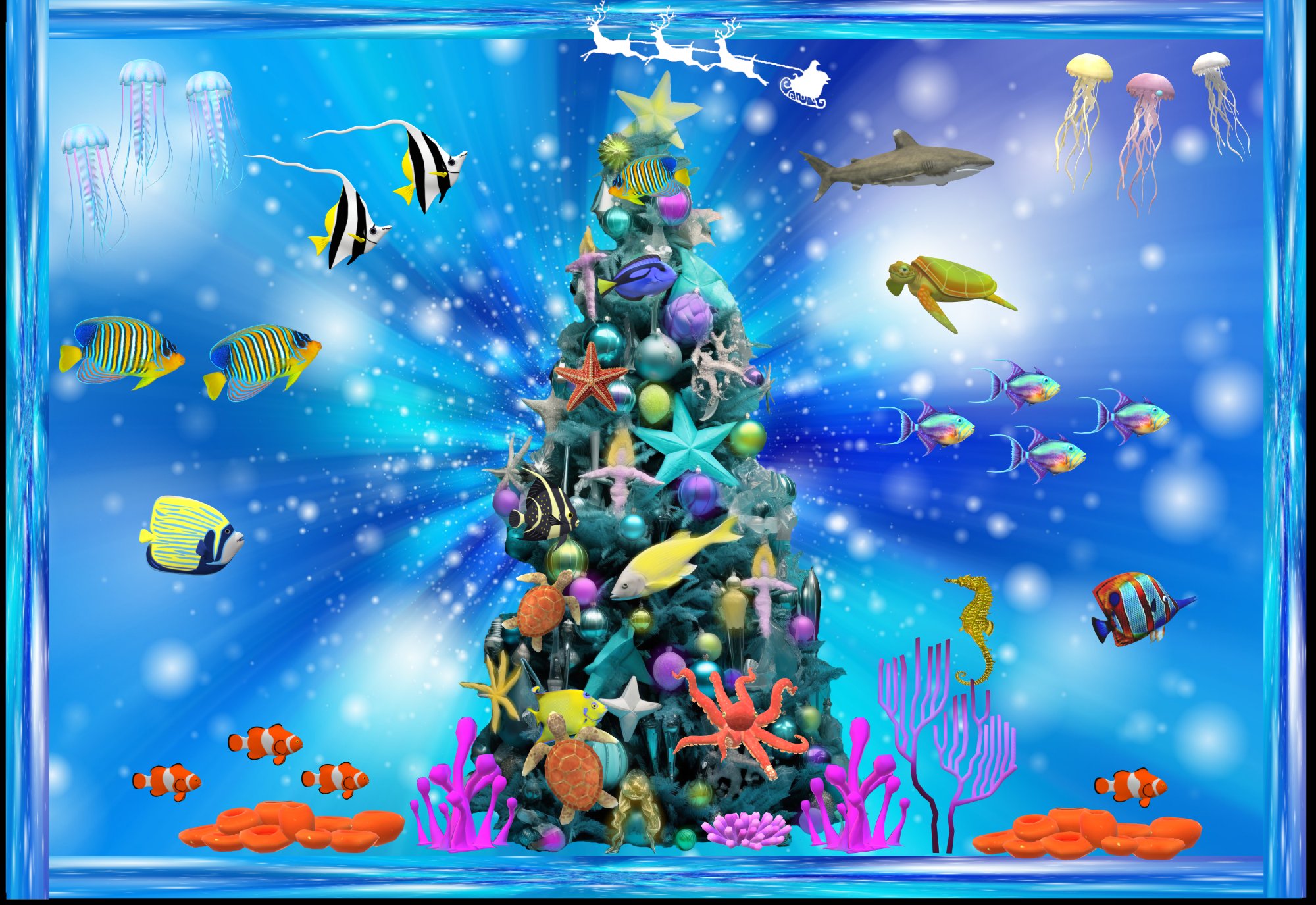 Solve Christmas Under the Sea jigsaw puzzle online with 96 pieces