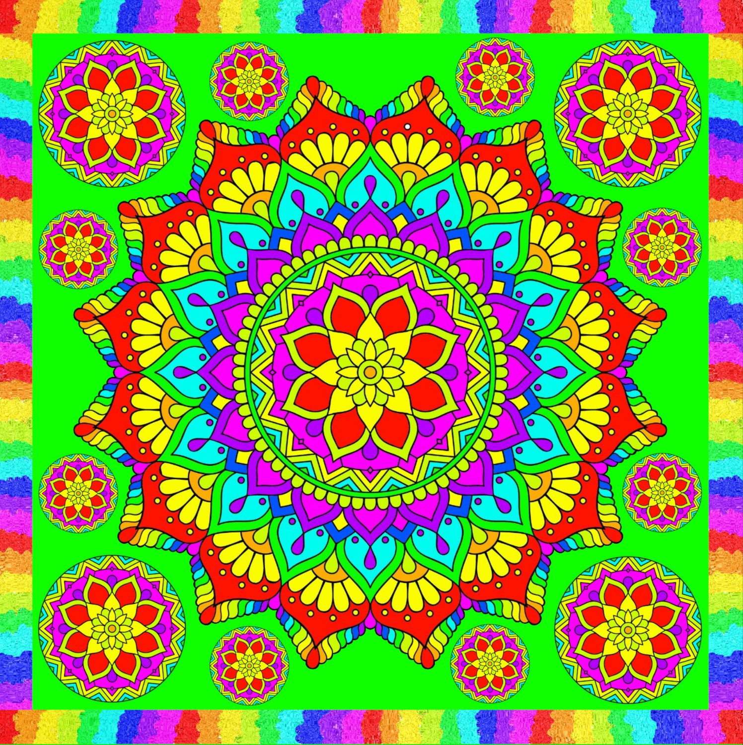 Jigsaw Puzzle | 196 pieces | Mandala Rainbow 26 - resize to 600 | Jigidi