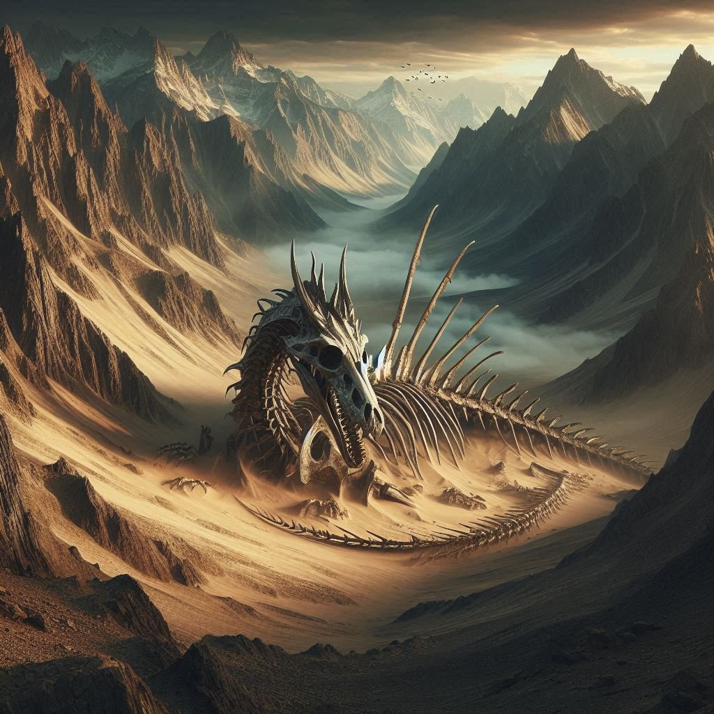 Solve Dragon skeleton jigsaw puzzle online with 100 pieces