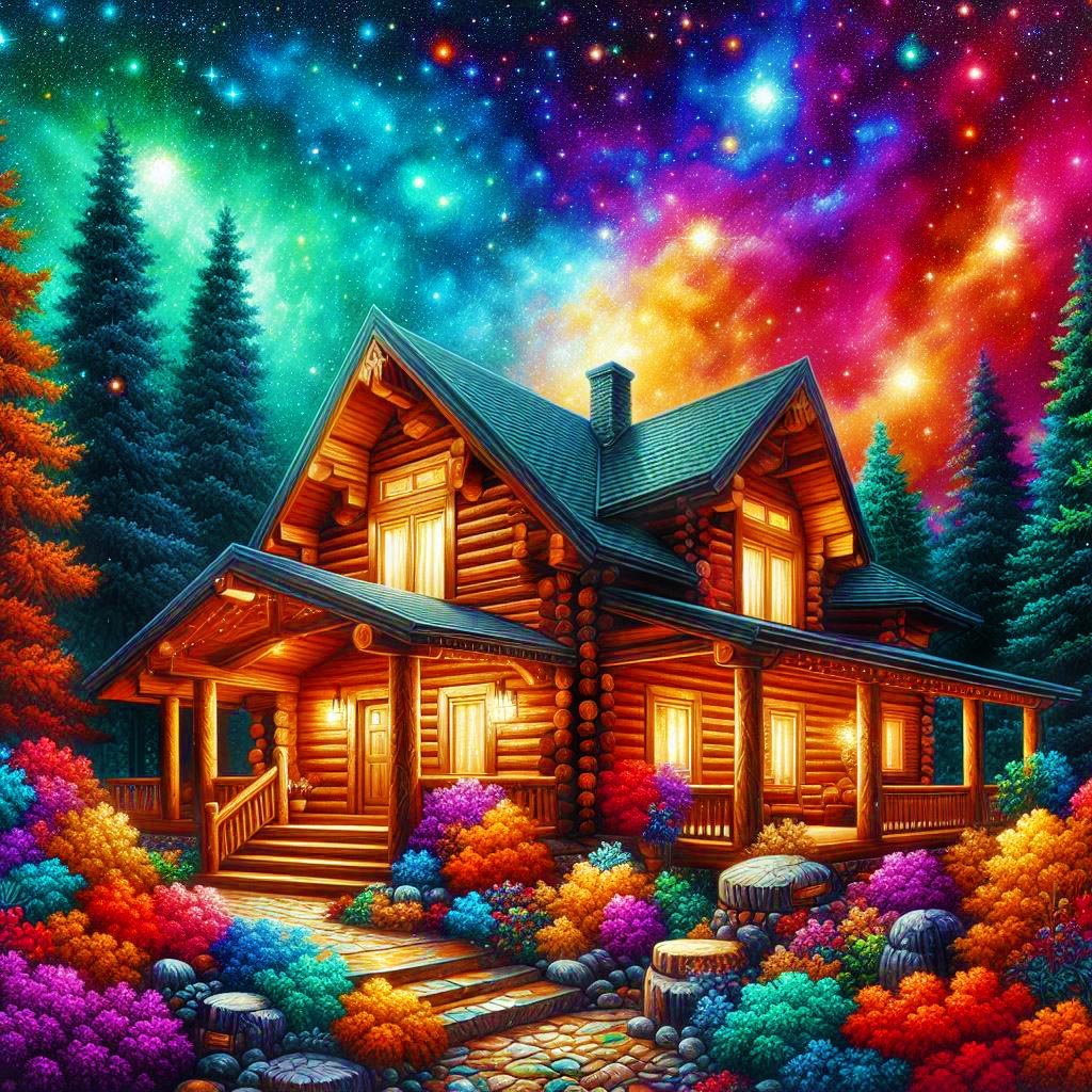 Solve log cabin in the mountains jigsaw puzzle online with 81 pieces