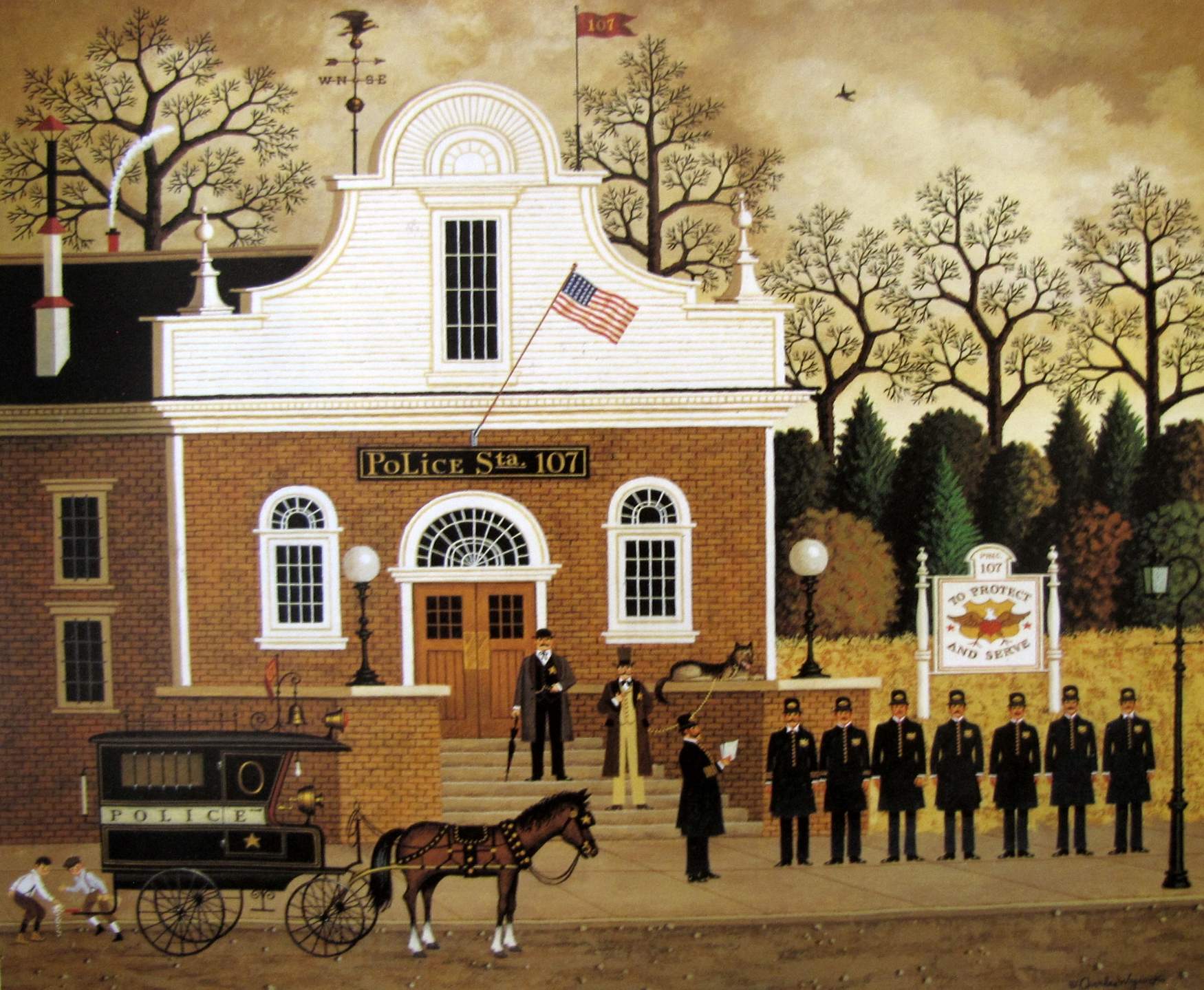 Solve Roll call {Charles Wysocki} jigsaw puzzle online with 168 pieces