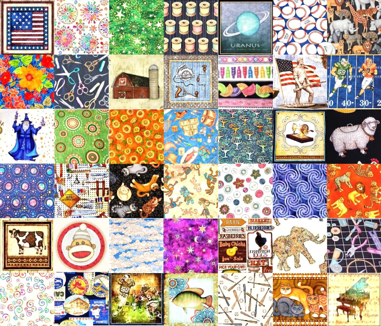 Solve PATCHWORK DAN MORRIS 7 jigsaw puzzle online with 143 pieces