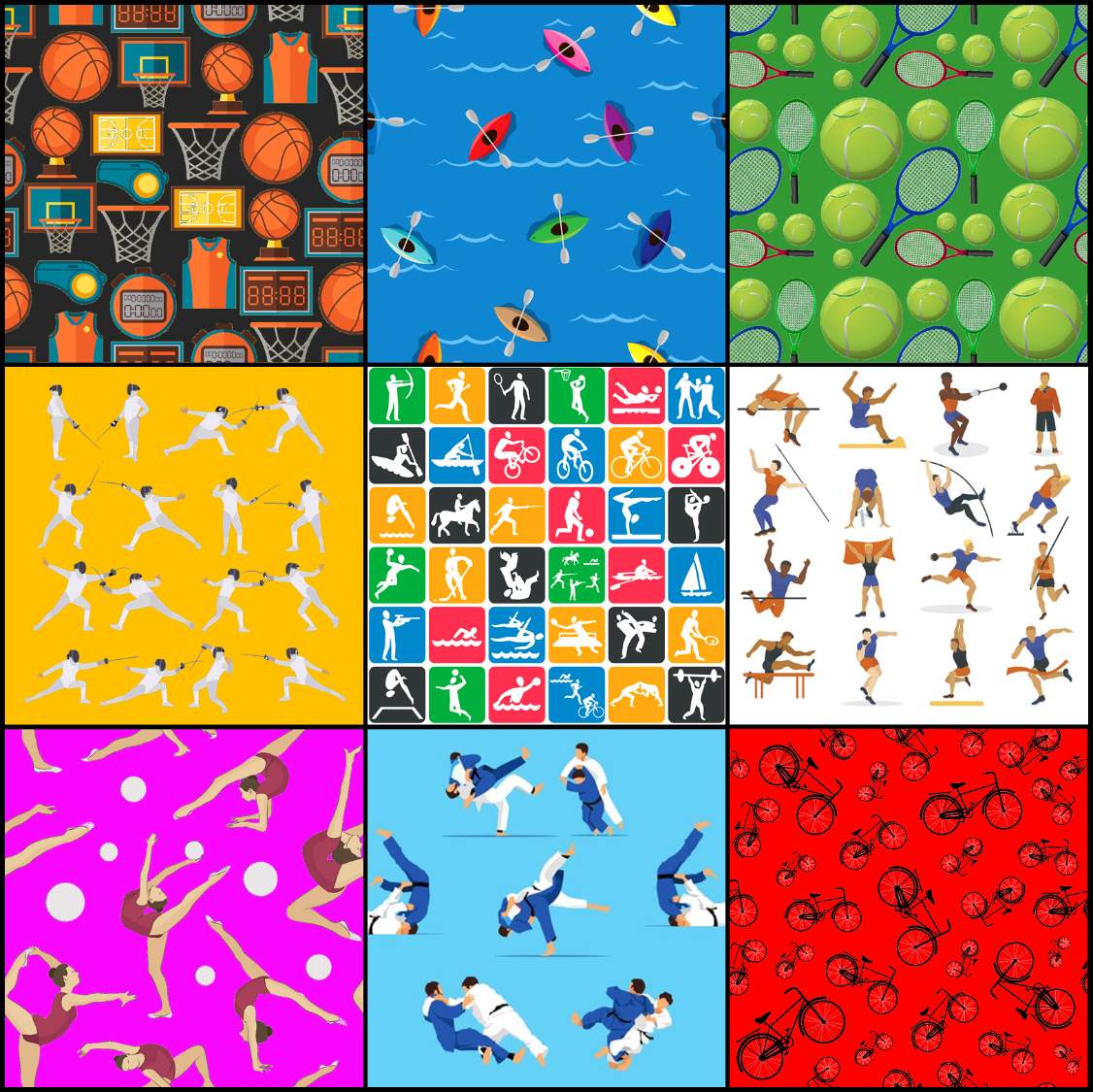 Solve Olympic games patterns jigsaw puzzle online with 81 pieces