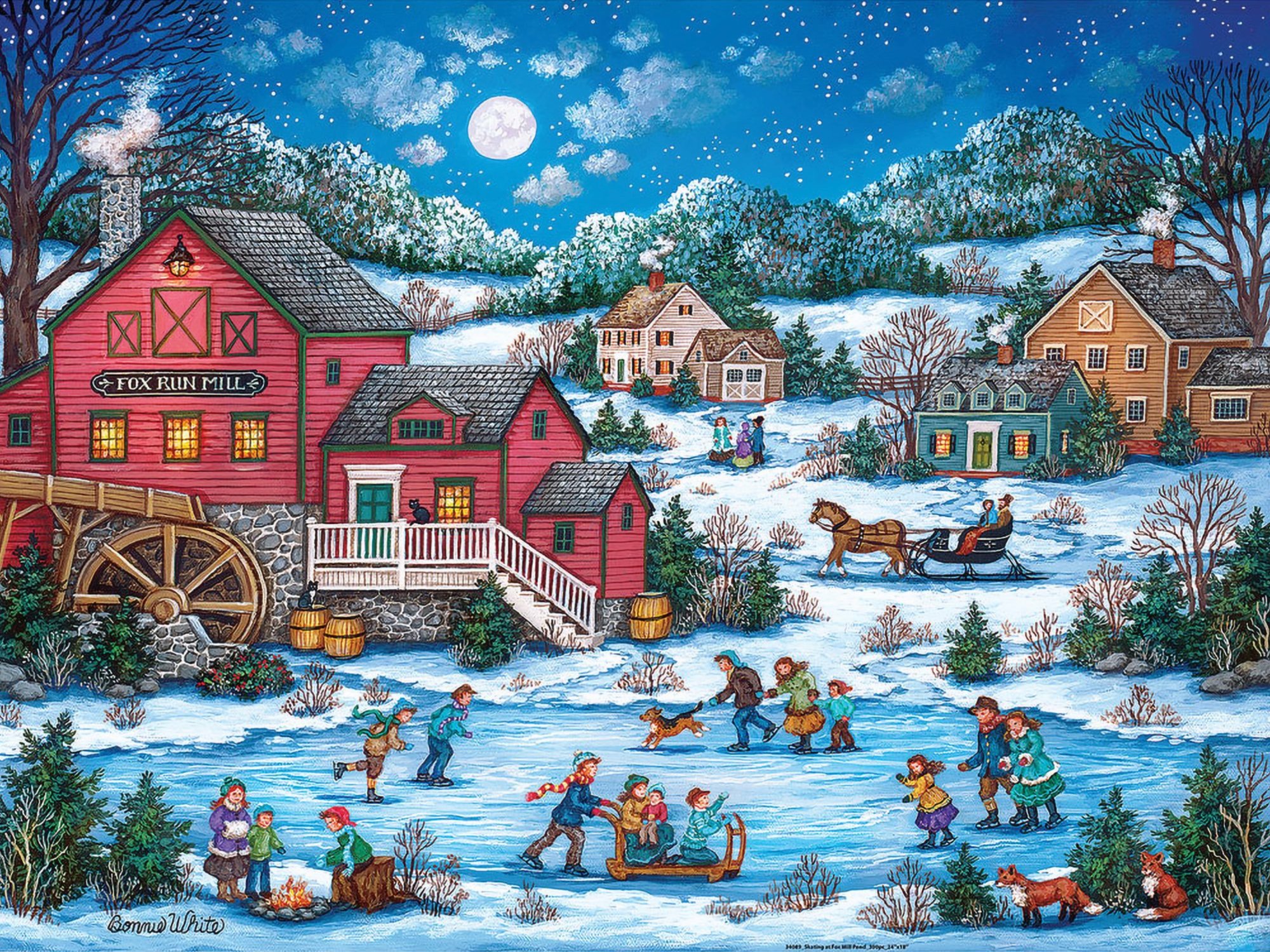 Jigsaw Puzzle | 130 pieces | Skating at Fox Mill Pond | Jigidi