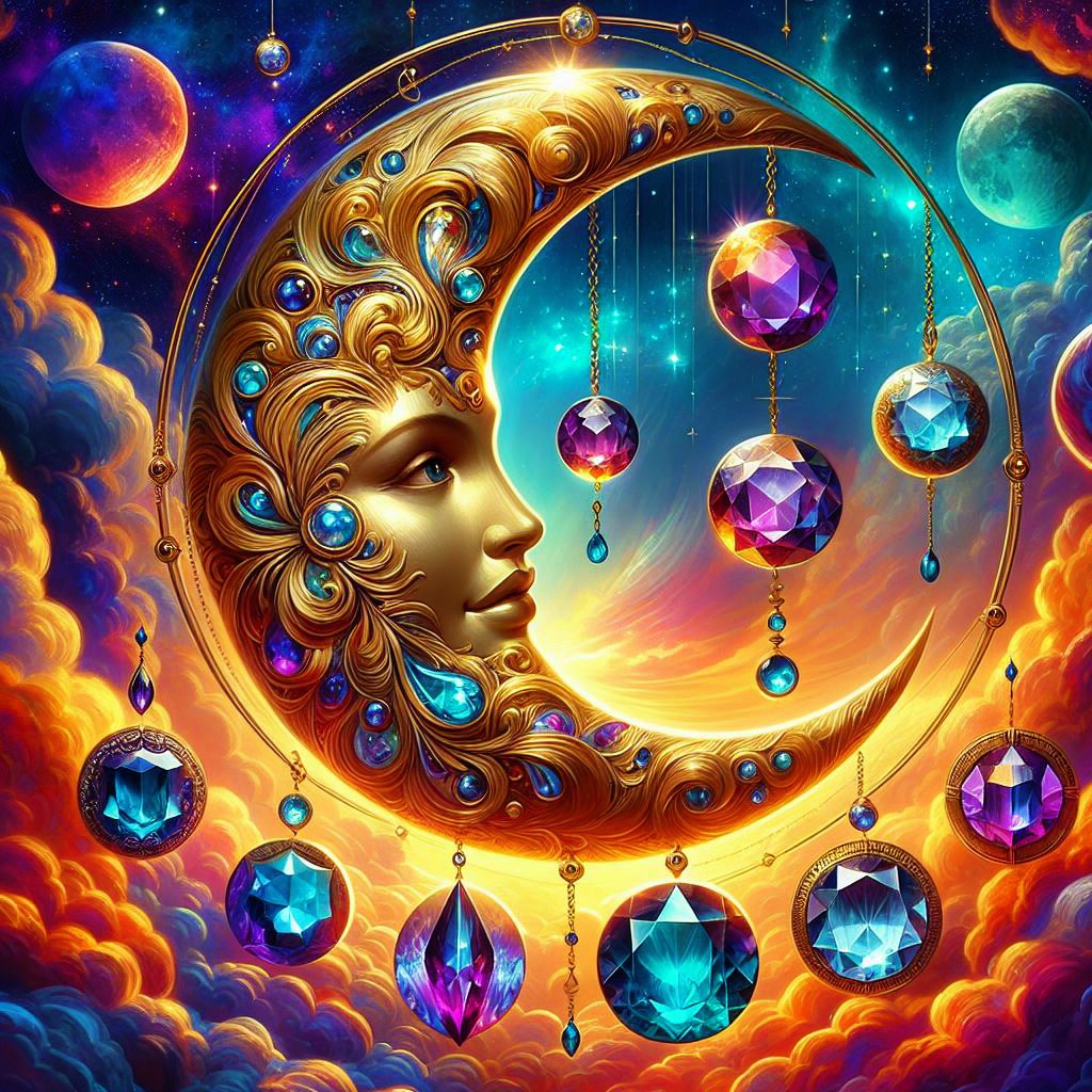 Solve Goldie the celestial crescent moon jigsaw puzzle online with 64 pieces