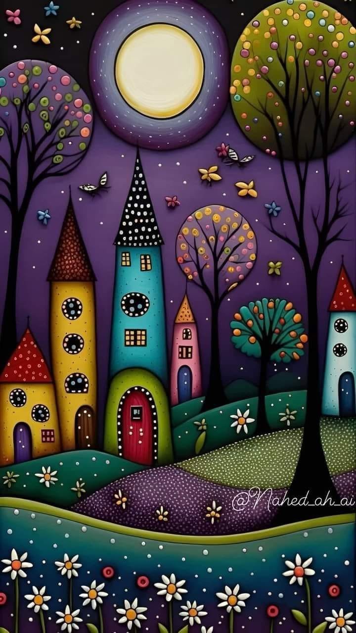 Solve ...moonlit-village jigsaw puzzle online with 66 pieces