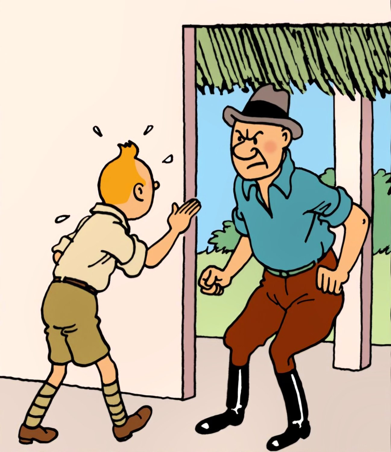 Solve Tintin Misunderstood... Again jigsaw puzzle online with 56 pieces