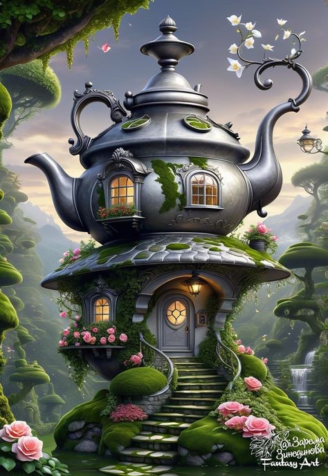 Solve Fantasy Teapot House - AI art jigsaw puzzle online with 48 pieces