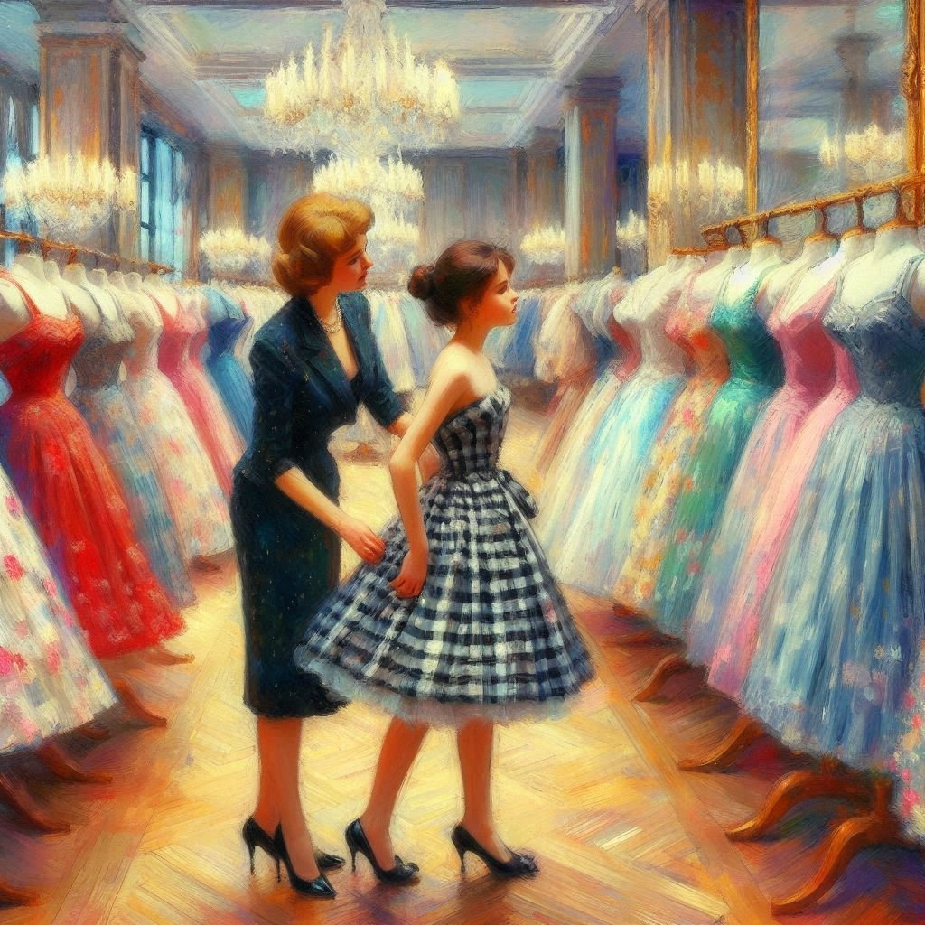 Jigsaw Puzzle | 64 pieces | Choosing a prom dress | Jigidi