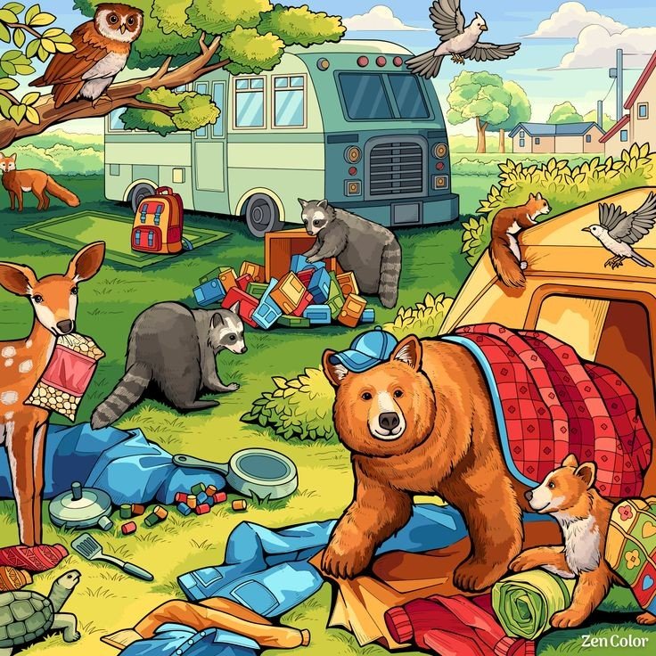 Solve Mayhem at Camp jigsaw puzzle online with 81 pieces