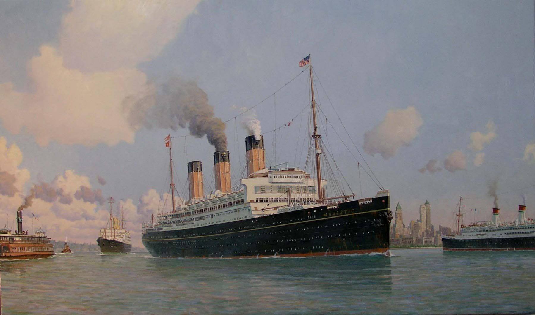 Solve RMS Majestic by Stephen J. Card jigsaw puzzle online with 170 pieces