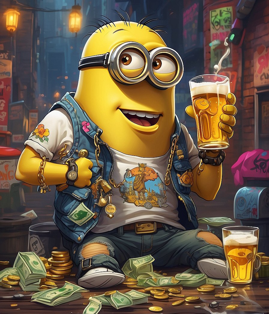 Solve Minion drinking beer jigsaw puzzle online with 143 pieces