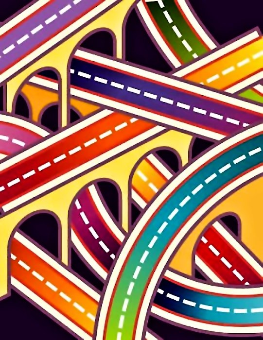 Solve Colorful Roads jigsaw puzzle online with 99 pieces