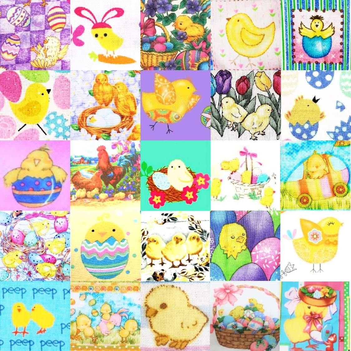 Solve PATCHWORK EASTER CHICKS jigsaw puzzle online with 81 pieces