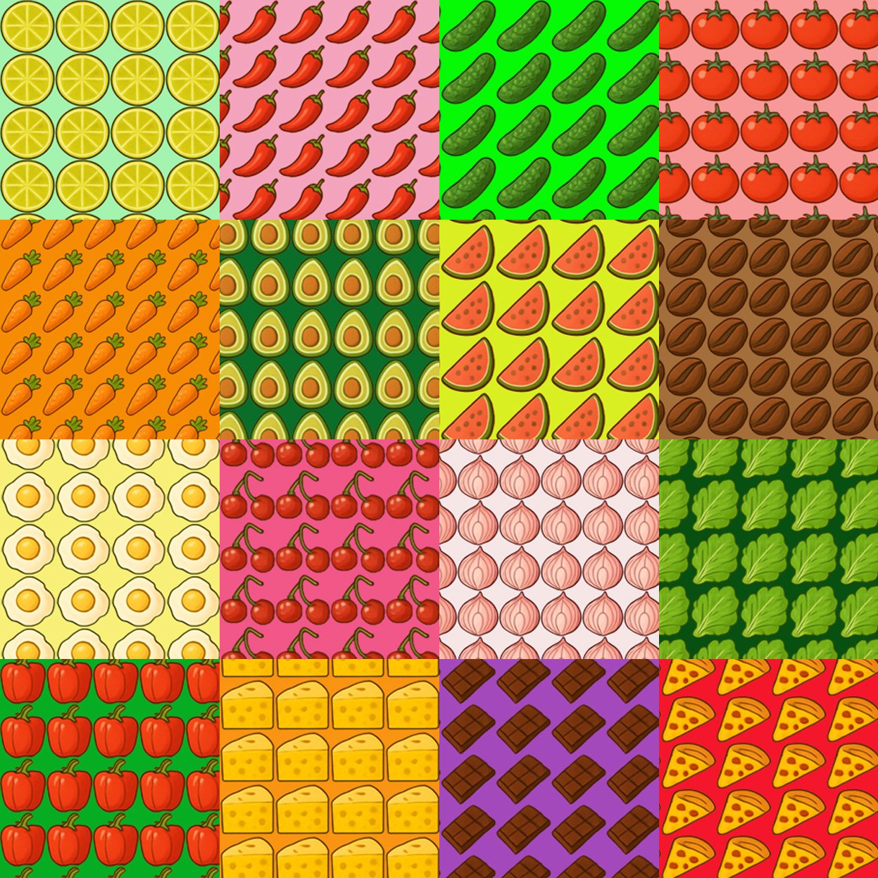 Solve Food patterns jigsaw puzzle online with 144 pieces