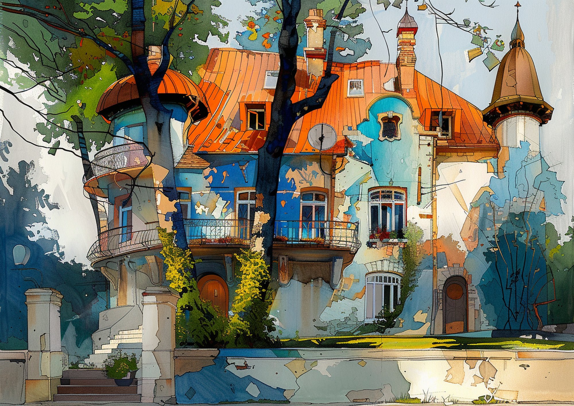 Solve the villa jigsaw puzzle online with 88 pieces