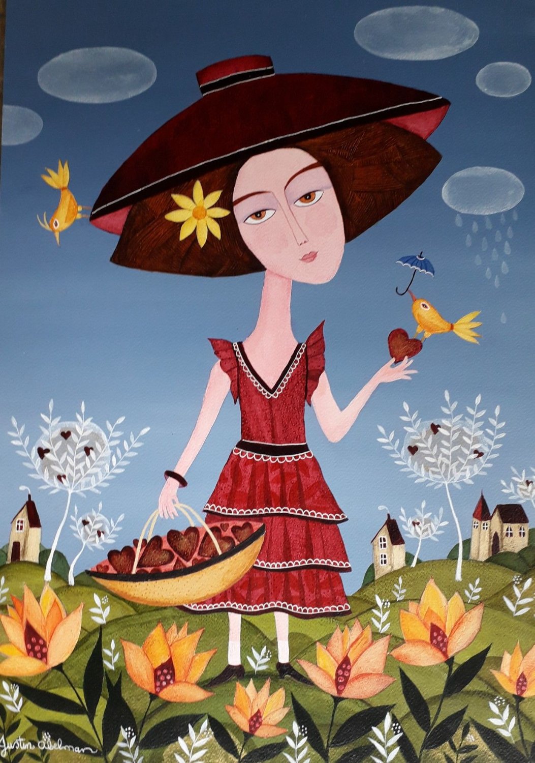 Jigsaw Puzzle | 204 pieces | Justin Abelman Naive Artwork - 'Love is in ...