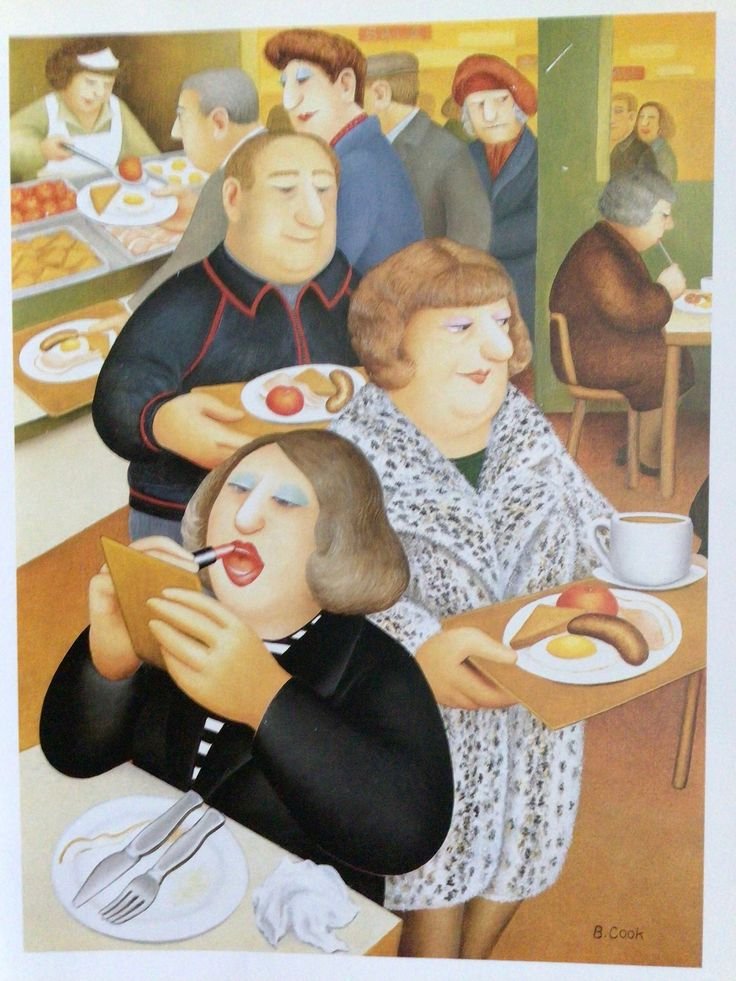 Solve Beryl Cook, Breakfast Time, Whimsical Art jigsaw puzzle online ...