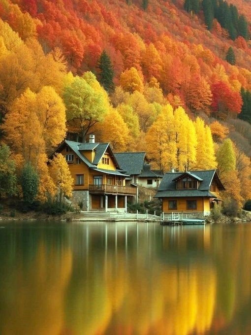 Solve Autumn Color at the Lake House... jigsaw puzzle online with 30 pieces