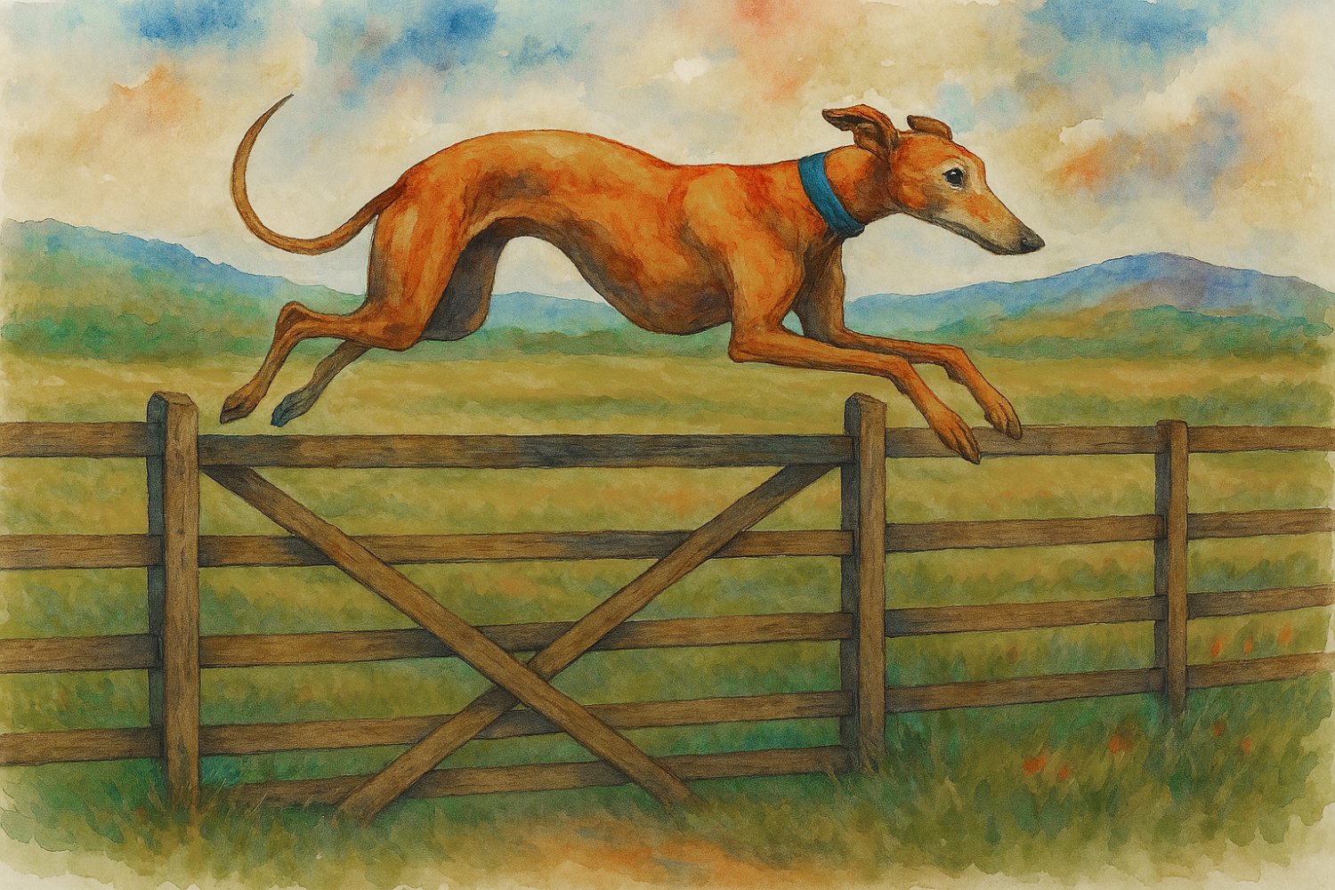 Solve A greyhound leaping jigsaw puzzle online with 35 pieces