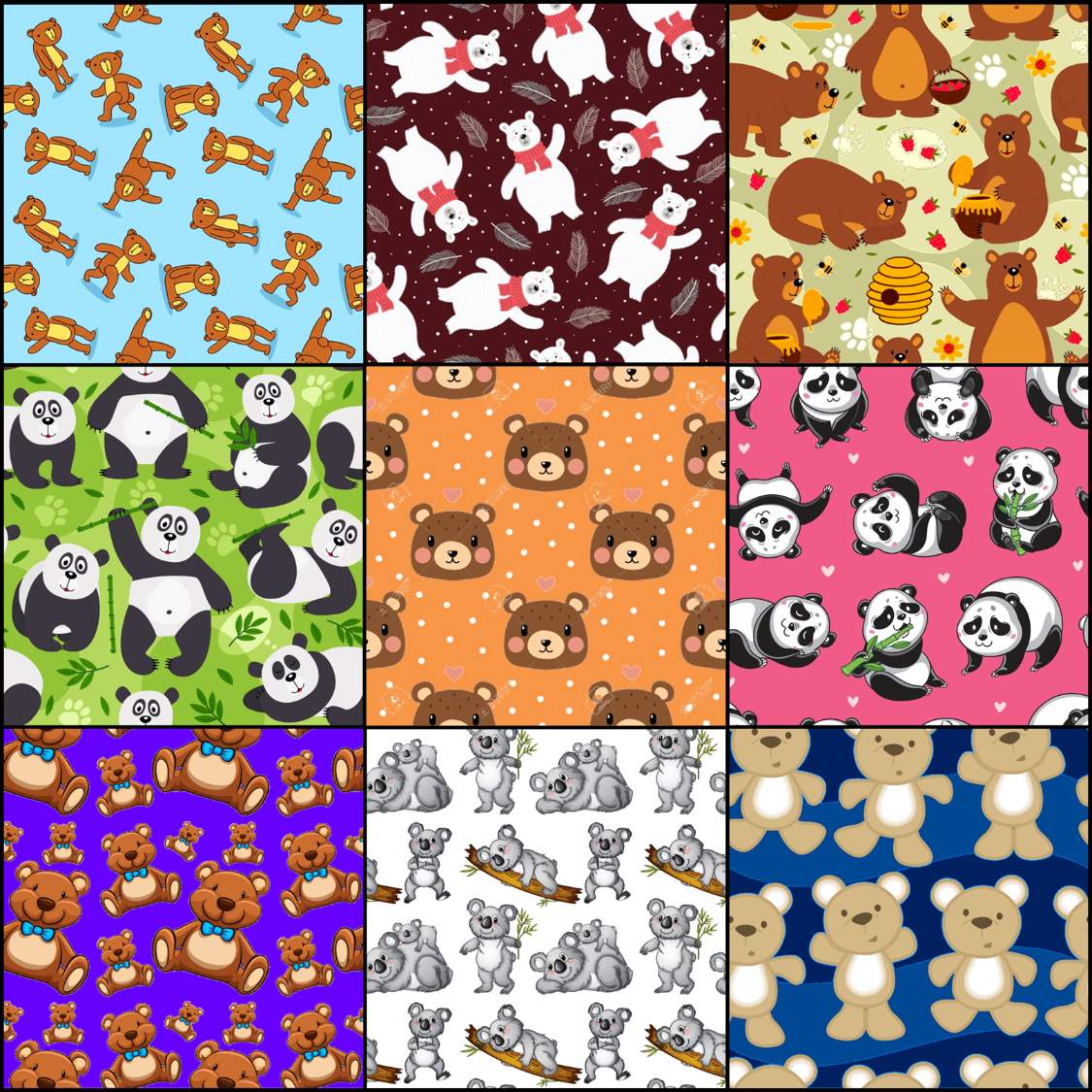Solve Bear patterns 1 jigsaw puzzle online with 81 pieces