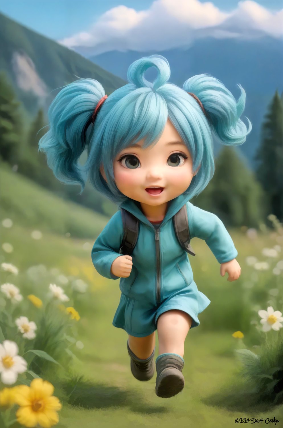 Solve Hatsune Running in the Field (Chibi style) jigsaw puzzle online ...