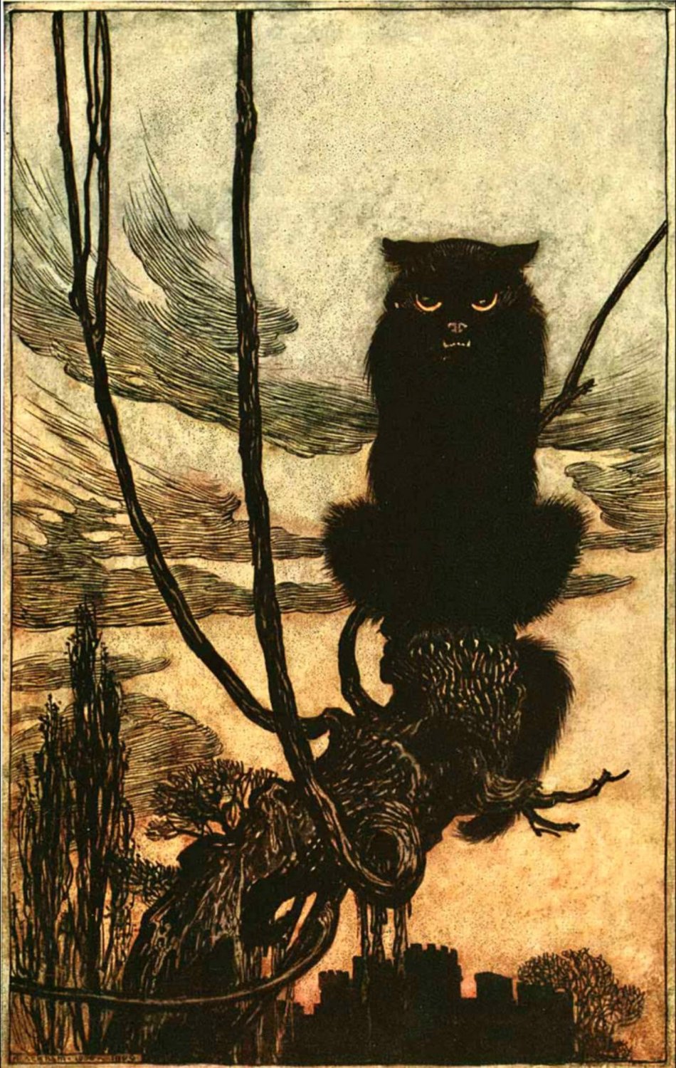 Solve Arthur Rackham - By Day She Made Herself Into A Cat, 1920. jigsaw ...