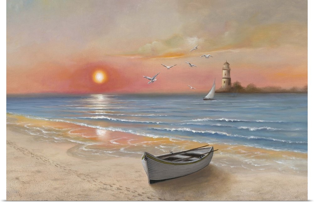 Solve Coastal Sunset by H Hargrove jigsaw puzzle online with 60 pieces