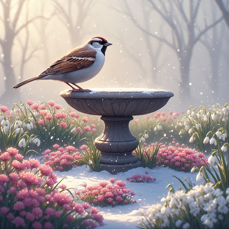 Solve White-crowned sparrow on a winter day jigsaw puzzle online with ...