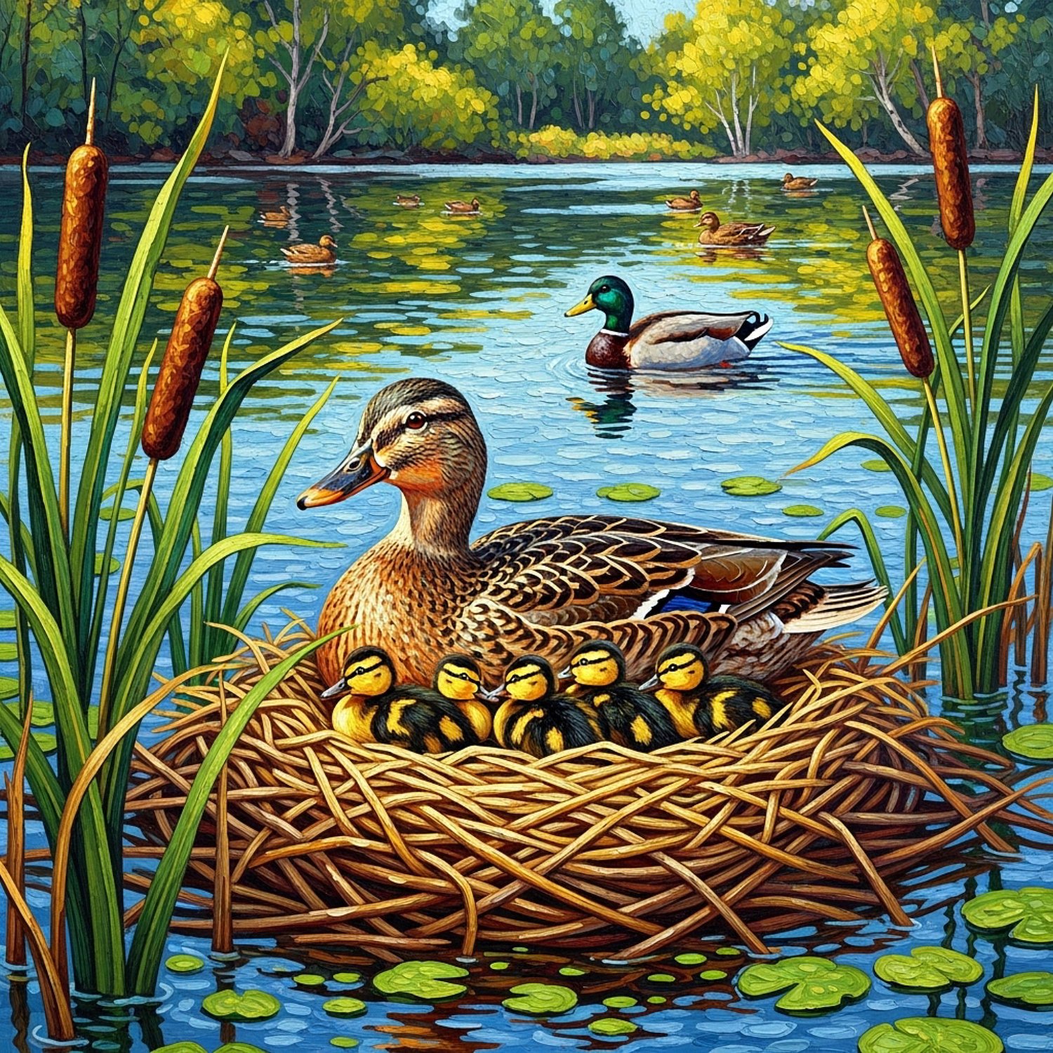 Solve Mallard Ducks And Family. Sizes 9-600 pieces jigsaw puzzle online ...