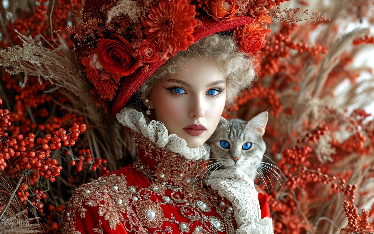 Solve Posh Lady and her Cat jigsaw puzzle online with 12 pieces