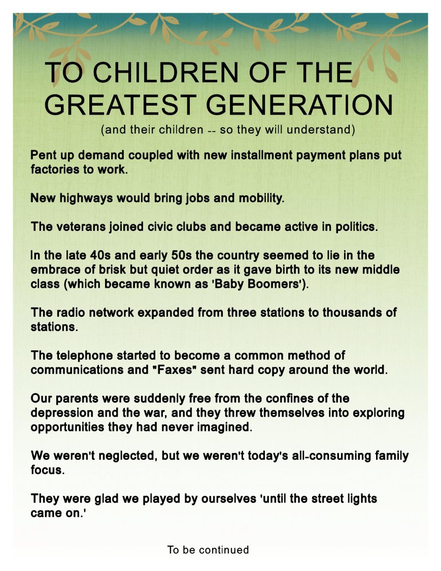 Solve TO CHILDREN OF THE GREATEST GENERATION jigsaw puzzle online with ...