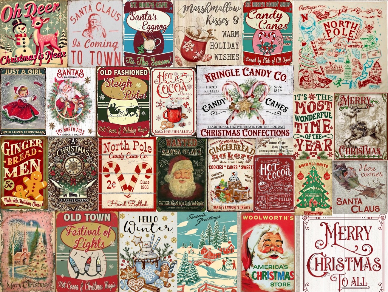 Solve Vintage Christmas signs jigsaw puzzle online with 130 pieces