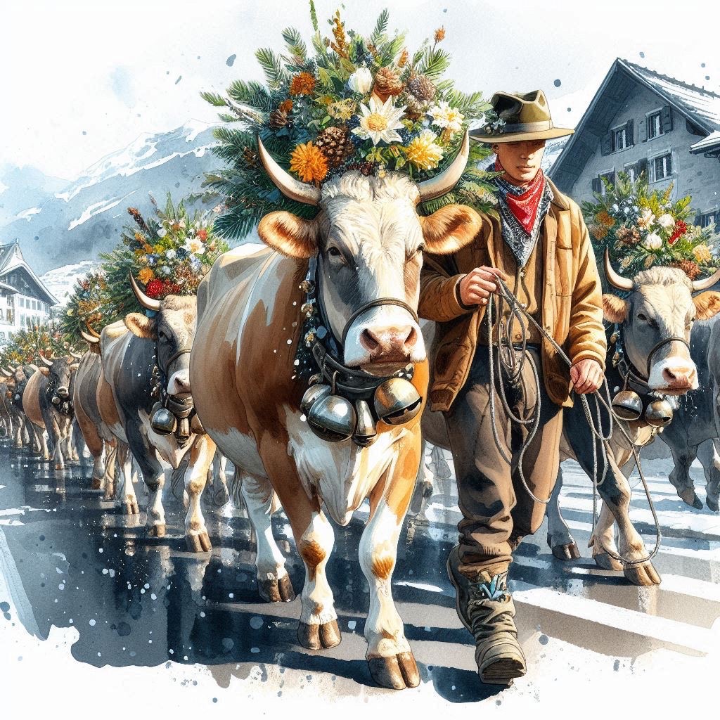 Solve Bringing the cows down from the high pastures jigsaw puzzle ...