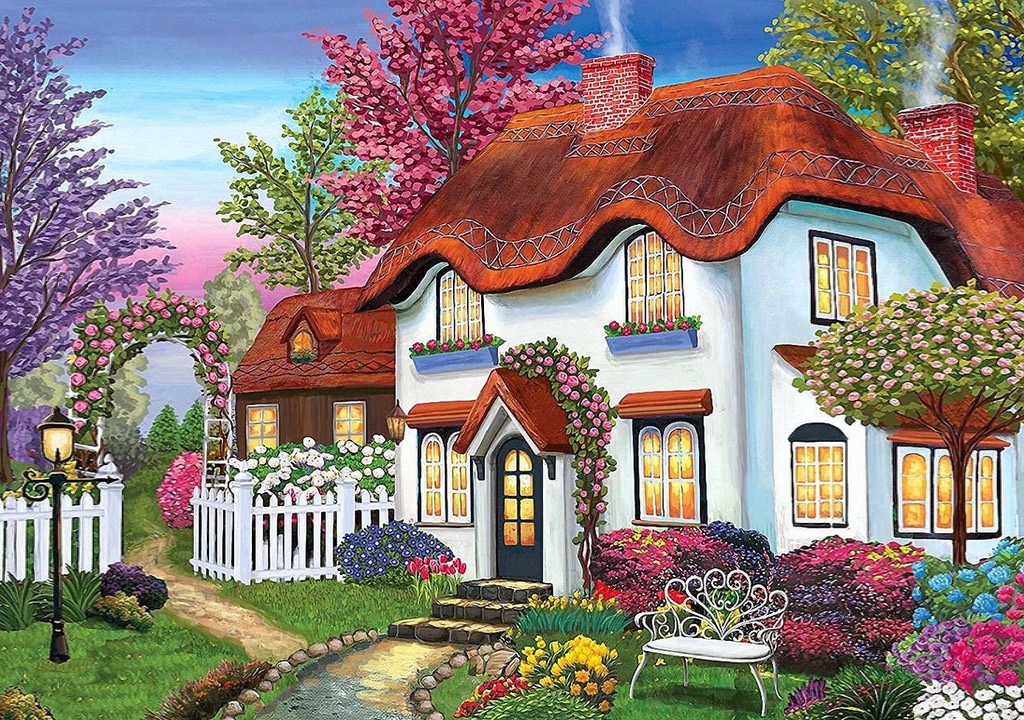Solve Cottage House jigsaw puzzle online with 88 pieces